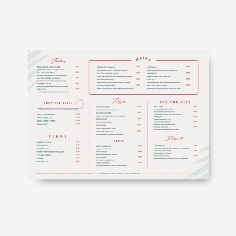 Menu Printing Australia - Easil